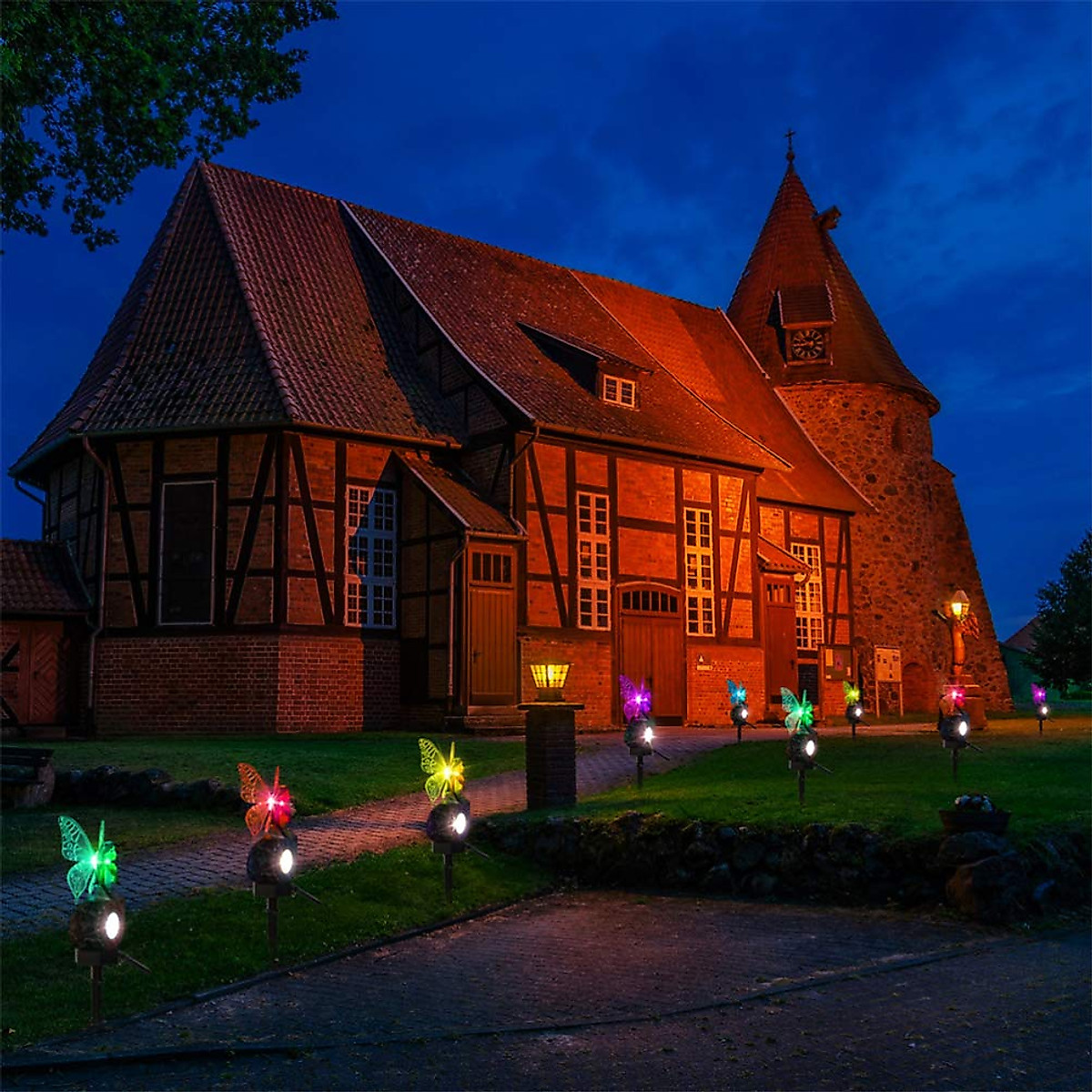 Beaupretty LED Fairy Girl Light Solar Powered Flower Winged Angel Figurine Stake Light Water Resistant Ground Lawn Lamp Ornament for Wisteria