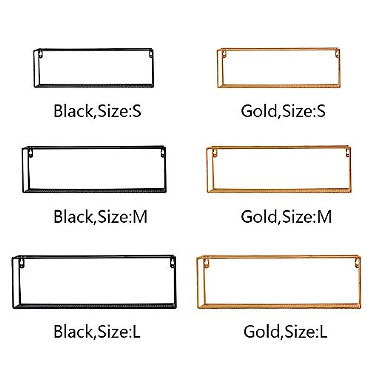 Floating Shelves Wall Mounted Wrought Iron Wall Shelf Room Racks Floating Box Shelf Home Deco Flower Frame Plant Holder Wall Hanging Organizer Display Shelf(M 39x14.5cm)