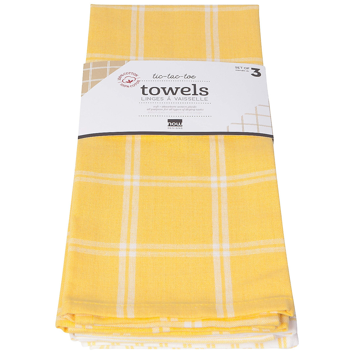 Now Designs Lemon Tic Tac Toe Dishtowels Set of 3 Kitchen Towel, 3 Each