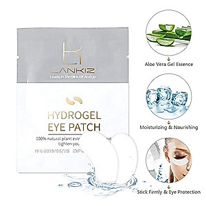 LANKIZ Eye Pads for Lash Extensions Under Eye Gel Pads for Eyelash Extensions Lint Free Hydrogel Eye Patches Eyelash Extension Supplies 100 pairs