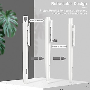 MoKo Holder Sleeve Compatible with Apple Pencil 2nd Generation, Retractable PC Pen Sleeve with Sturdy Clip for iPad Air 5th/4th Gen, iPad Pro 11/Pro 12.9 2021/2020, iPad Mini 6 2021, White