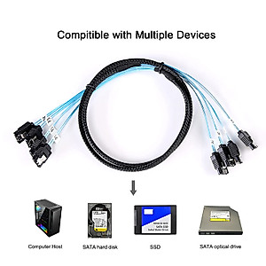 ADCAUDX SATA-III Cable-1M, 4Pcs/Set-SATA-6Gbps HDD-SDD Data-Cable Replacement for Server Bitcoin Computer SSD HDD CD DVD Drives Raid (3.3FT)