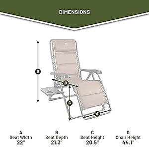 TIMBER RIDGE Zero Gravity Chairs, Folding Recliner Chair Padded with Cup Holder and Headrest, Adjustable Lounge Reclining Chair for Outdoor Camping Lawn Patio Indoor, Supports 350lbs, Brown