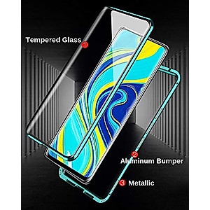 EabHulie Redmi Note 9 Pro Case, 360° Full Body Transparent Tempered Glass with Magnetic Adsorption Metal Bumper Case Cover for Xiaomi Redmi Note 9S / 9 Pro / 9 Pro Max Silver