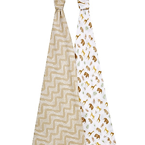 aden + anais Essentials Swaddle Blanket, Muslin Blankets for Girls & Boys, Baby Receiving Swaddles, Newborn Gifts, Infant Shower Items, 2 Pack, Tanzania