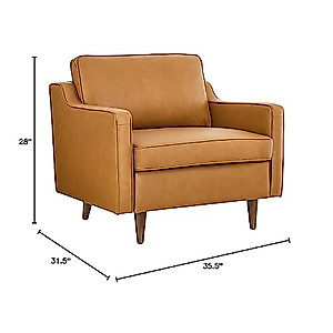 Modway Impart Upholstered Genuine Leather Armchair in Tan