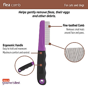 Hartz Groomer's Best Flea Comb for Dogs and Cats, Fine-Toothed Flea Comb to Remove Fleas & Flea Eggs, Gentle Pet Comb for Detangling or Dematting Face & Paws