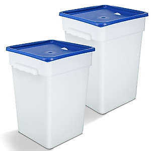 Roshtia 2 Pcs 22 Qt with Lid Commercial Large Food Storage Containers with Lids Airtight Plastic Brining Bucket with Lid Square Polycarbonate Container for Kitchen Sugar Coffee Food Prep, White