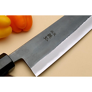 Yoshihiro Kurouchi Black-Forged Blue Steel #2 Stainless Clad Japanese Gyuto Chef Knife Kaede Handle (7"(180mm) & No Saya)