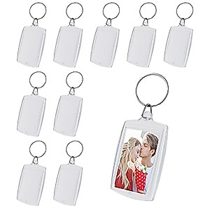 Lusofie 10Pcs Clear Photo Keyring Keychain Acrylic Photo Picture Keychains Double Sided Picture Holder with Split Ring for Family Friend Photo Crafting Gift(2.1inch x 1.57inch)