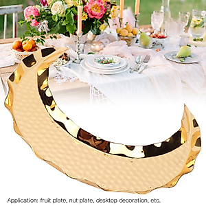 HERCHR Gold Decorative Serving Tray, Half‑Moon Shape Coffee Tea Tray Fruit Plate Coffee Serving Tray for Home Decoration