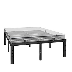 COMASACH Bed Frame King and 6 Pcs Non Slip Mattress Gaskets, No Box Spring Needed, 14 Inch Black Metal Platform Bed Frames, 4000Lb Heavy Duty Steel Slat Support, Noise Free Mattress Foundation