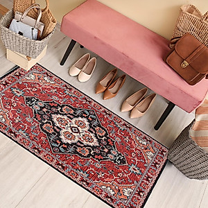 TOLORD Boho Persian 3x5 Rug Living Room Bedroom Area Rugs Non-Slip Large Rugs Washable Short Pile Rug for Living Room Bedroom Dining Room Luxury Carpet