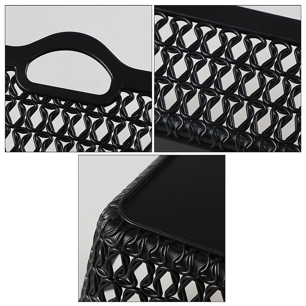 Julyeen 12 Packs Desktop Storage Basket Tray, Plastic Small Shallow Tray Set, Black