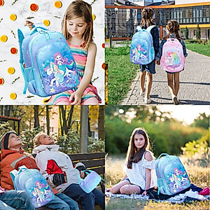 Mermaid Unicorn Backpack for Girls School Backpack for Girls Mermaid Bookbag Large Capacity Water Resistant School Bag 3 Piece Bundle with Insulated Lunch Bag Pencil Case