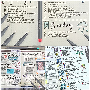 24 Fineliner Color Pens, Taotree Fine Line Colored Sketch Writing Drawing Pens for Journaling Planner Note Taking Adult Coloring Books, Porous Fine Point Markers, School Office Teacher Art Supplies