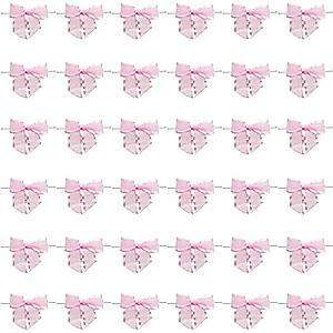 Pink Organza Bow Twist Ties for Favors and Treat Bags (1.5 Inches, 36 Pack)