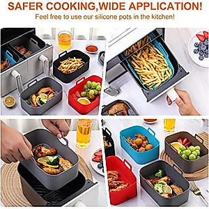 Silicone Air Fryer Liners for Ninja Dual Air Fryer, Reusable Air Fryer Silicone Liner for Ninja Air Fryer Accessories, Air Fryer Basket Airfryer Liners for Ninja Dual Foodi DZ201/DZ401 (black x 2)