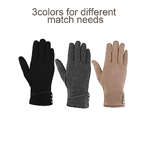 Patelai 3 Pairs Womens Gloves Winter Touchscreen Texting Phone Windproof Gloves Fleece Lined Cold Weather Warm Gloves (Black, Gray, Khaki)