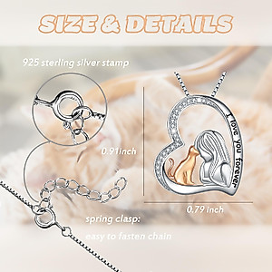 ASLBUNM Cat Necklace 925 Sterling Silver Cute Animal Pendant Necklaces Jewelry Gifts for Cat lovers