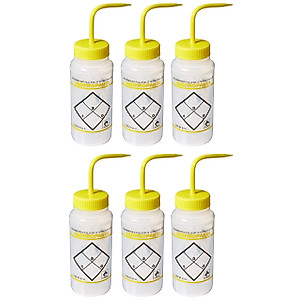Bel-Art Products F11646-0624 LDPE Scienceware Safety-Labeled Wash Bottles, Isopropanol Label, 500 mL Capacity (Pack of 6)