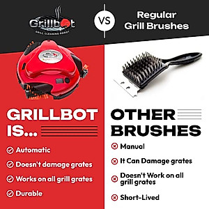 Grillbot Automatic Grill Cleaning Robot (Red, Grillbot Bundle)