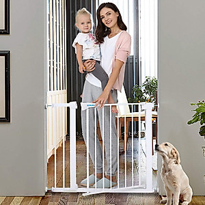 Safety Baby Gate,29.5-40.5 inch Auto Close Features，Luxury Extra Tall&Wide Child Gate, Heavy-Duty gate, Easy Walk-Thru pet Gate for The House, Stairs, Doorways & Hallways. (Applicable 29.5''-40.5'')