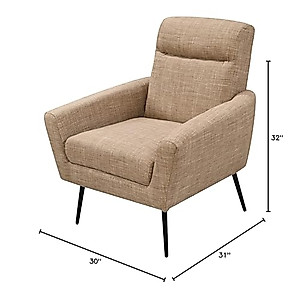 Tiokop Mid Century Modern Upholstered Fabric Accent, Living Room, Bedroom Leisure Single Sofa (Metal Legs),TV armrest seat,Suitable for Small Space Home,Office,Coffee Chair,Light Brown