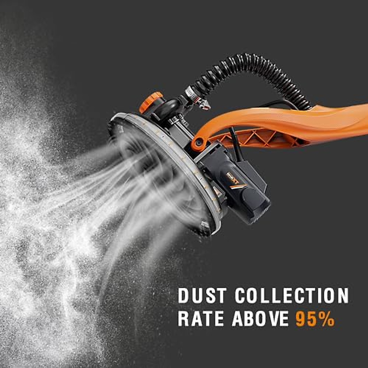 MAXXT Drywall Sander Electric Foldable Wall Sander REAL self-priming system LED light telescopic handle variable speed 6.5A motor six 9-inch sanding discs dust bag