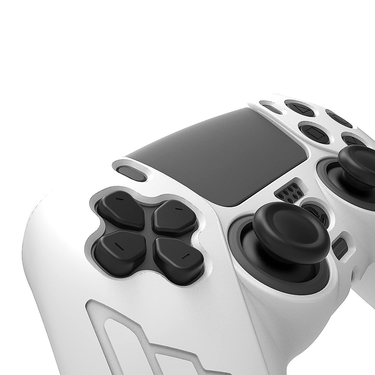 Silicone Cover Thickened Case for Sony PS5 Controller Skin Anti-Slip Grip Case for PS 5 DualSense Controller Dustproof Protector Shell with 10 Pro Thumb Grips (White -Thicken)