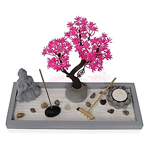 Zen Garden Incense Holder with a Mini Buddha Statue and a Tealight Candle Holder - Beautiful Zen Garden for Desk, Meditation Gifts, Zen Decor, and Japanese Art