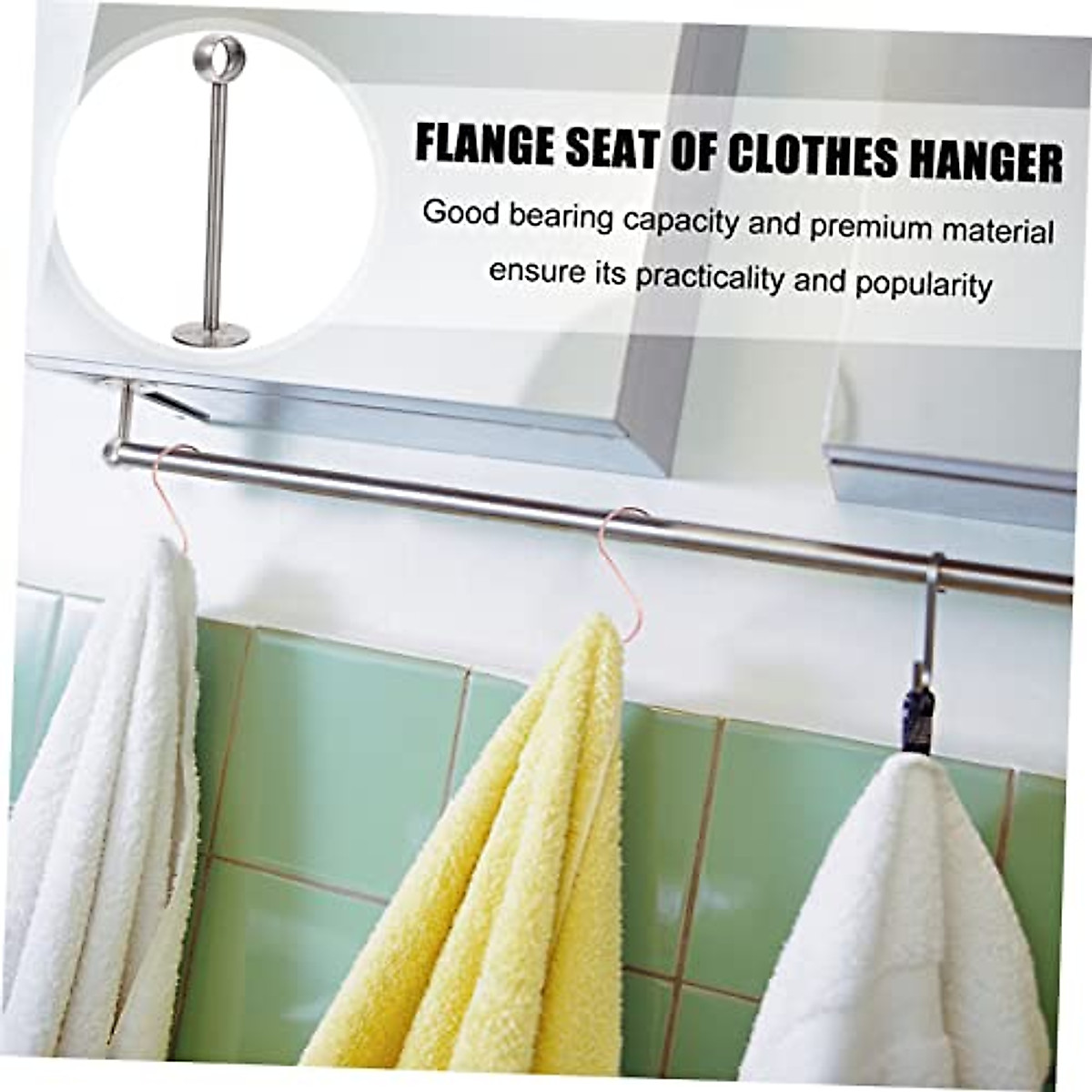 DECHOUS 8pcs Clothes Rail Flange Metal Curtain Rod Curtains Holders Shower Curtain Rod Holder Ceiling Rod Brackets Closet Rod End Curtain Pole Ceiling Brackets Wardrobe Pole Brackets