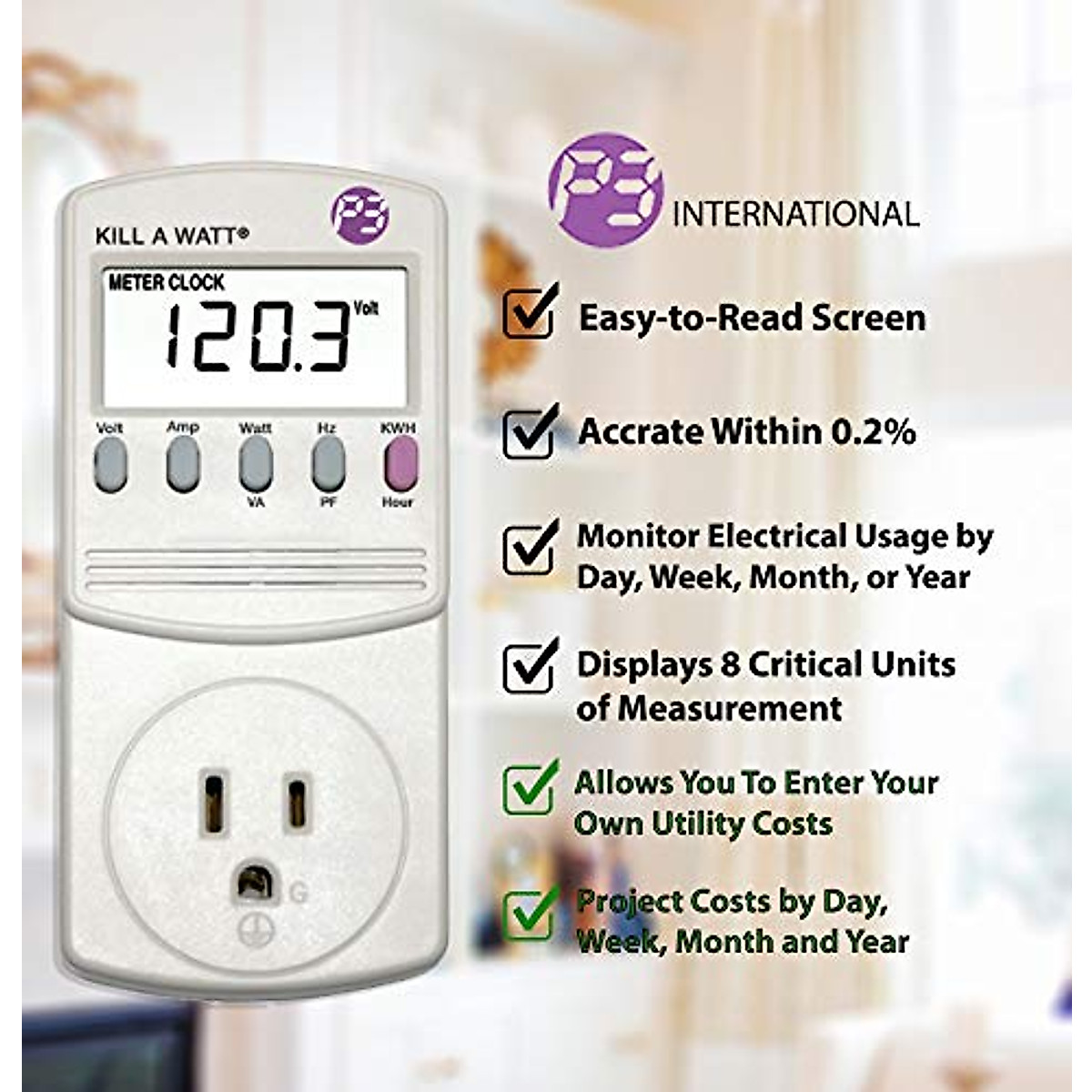 P3 International P4460 Kill A Watt EZ Electricity Usage Monitor , grey