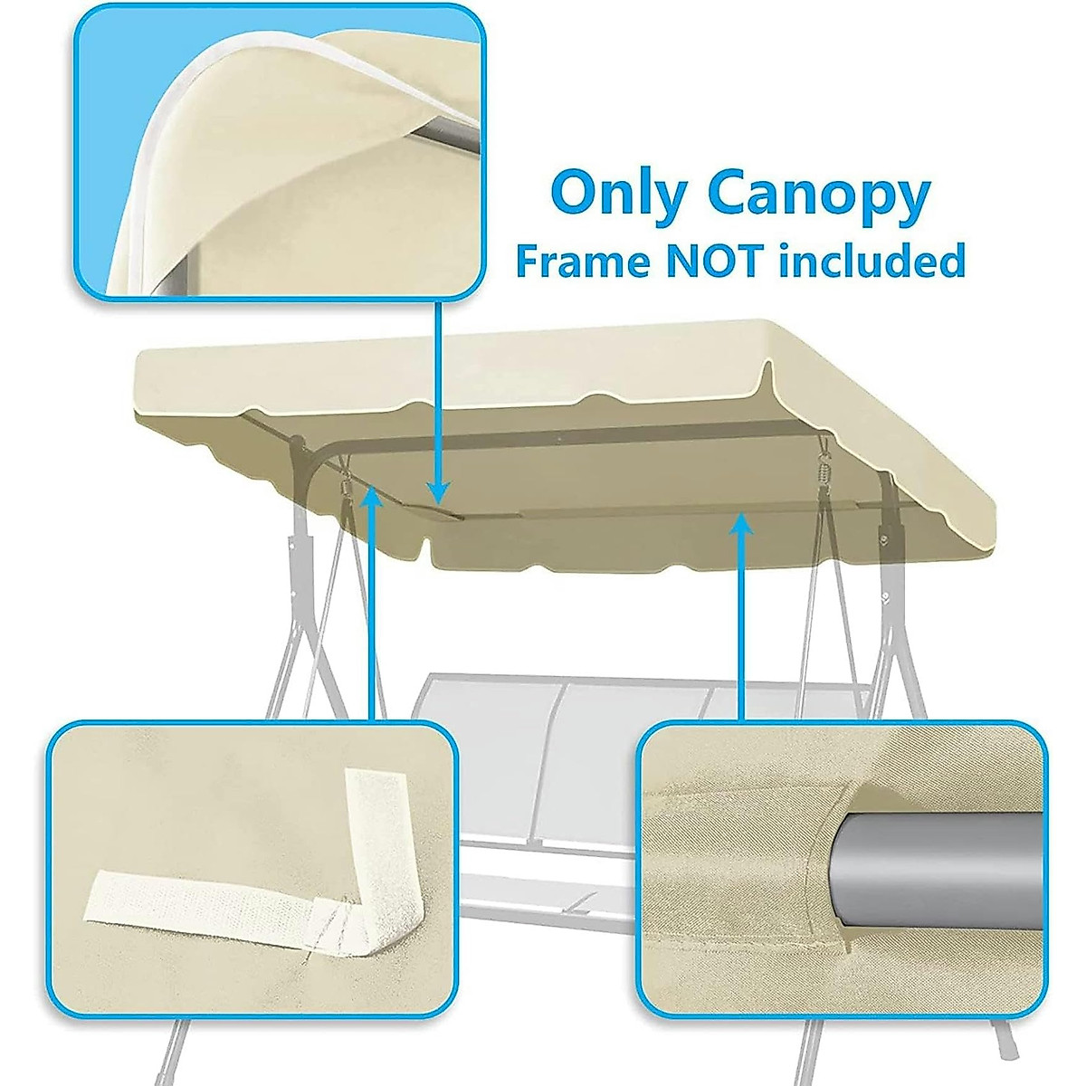 Universal Garden Swing Seat Canopy Replacement, 2 3 Seater Swing Chair Cover Set, Waterproof Anti-UV Heavy Duty Hammock Top Cover for Garden (Color : Red, Size : 142x120x18cm)-