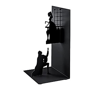 Wonzonewd File Sorters Iron Figure Bookends Reading Book Support Retro Non-Skid Book Ends Stoppers Home Office Table Desktop Decor (Color : A)