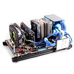 ATX PC Motherboard Case Frame, Aluminum 7 PCI Bit Open Air Case Bare Air Water Cooling Fan Stand Chassic Test Bench Rack GDAE10 Computer Board Overclocking Heat Dissipation Graphics Card Support Black