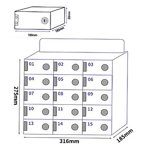 BatanE Acrylic Cell Phones Storage Cabinet, Cell Phone Locker Box with Door Locks and Keys, Wall Mounted Phone Lock Box, Classroom Phone Organizer for Office School Classroom Factory,15Slots