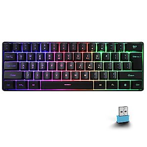 LexonElec Wireless Gaming Keyboard,61 Keys Ergonomic Waterproof Quiet Mechanical Feeling Keyboard,Bluetooth 5.0 & 2.4G Wireless Dual Modes RGB Backlit Keyboard for PC/Tablet/Mobile Phone Gamer(Black)