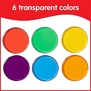 edxeducation Transparent Counters - Set of 500 - Bulk Colored Counters for Kids Math - 6 Colors - 3/4 in - Counting, Sorting, Light Panels, Bingo