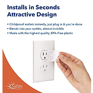 Safety Innovations, Ultimate Outlet Safety Cap, Baby Proofing Outlet Plugs, Child Safety Electrical Outlet Covers, Easy Installation, Protect Toddlers and Babies from Accidental Shock Hazard - 50 Pack