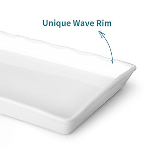 Sweese 719.101 Rectangular Serving Platters, 14 Inch Porcelain Serving Trays for Parties - Set of 4, White