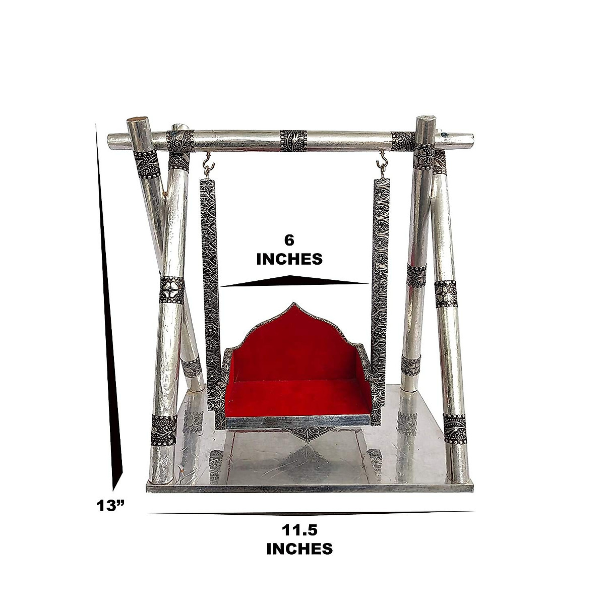 Generic Bhuvika Home Designs Aluminium and Oxodized Pooja JhulaSwingPalnaNand Gopal PalnaLaddu Gopal PalnaKrishna Jhula, Silver