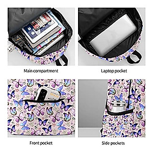 Nmbvcxz Butterfly Backpack for Women 17 inch Travel Casual Laptop Backpack Lightweight Waterproof Durable Hiking Daypack