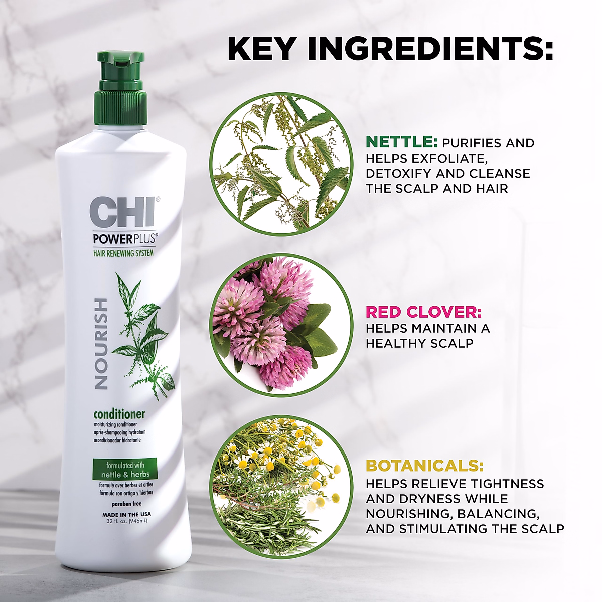 CHI Powerplus Nourish Conditioner Hair Renew System Healthy Scalp, 32 Ounce