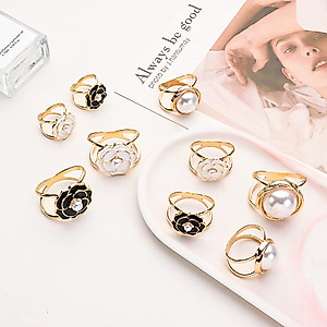 3PCS Elegant Pearl Floral Scarf Ring Clip Camellia Flower Scarf Buckle for Women Scarf Ring Buckle Women Fashion Metal Shawl Clip Buckle Lady Girls Decoration Accessories (28mm) (3, 28)