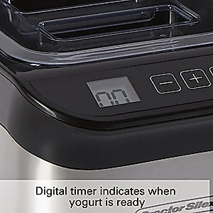 Proctor Silex Regular or Greek Yogurt Maker Machine with LCD Display, BPA-Free Storage Container, 32 oz, Stainless Steel (86300)