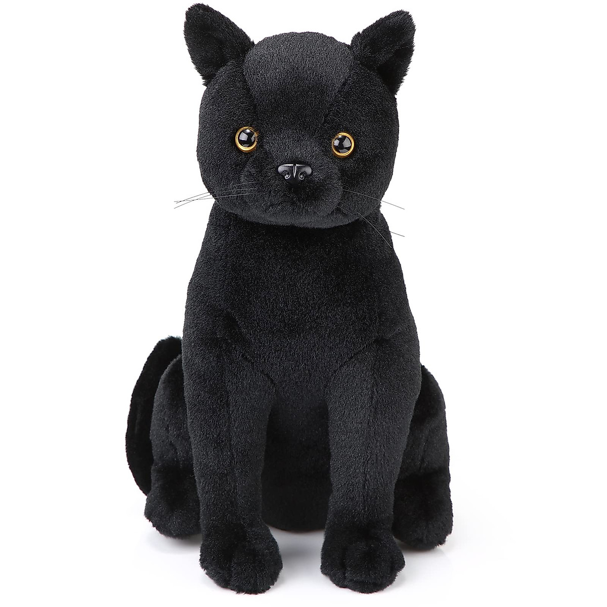 HyDren 13 Inch Halloween Black Cat Plush Black Cat Stuffed Animal Realistic Black Cat Stuffed Toy Soft Kitten Stuffed Animal for Halloween Home Decor Animal Collection Pet Party Favors Supplies