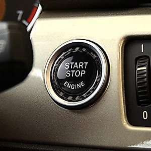 Carbon Fiber Car Engine Start Stop Ignition Key Ring Sticker for BMW E90 E92 E93 3 Series Engine Start Button Cover (Solid Color)