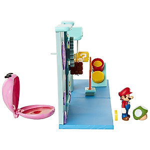 Nintendo Super Mario Deluxe Underwater Playset with 5 Interactive Environmentpiece – Includes 2.5” Mario Figure, 1-Up Mushroom Accessory & Warp Pipe Coin Launcher