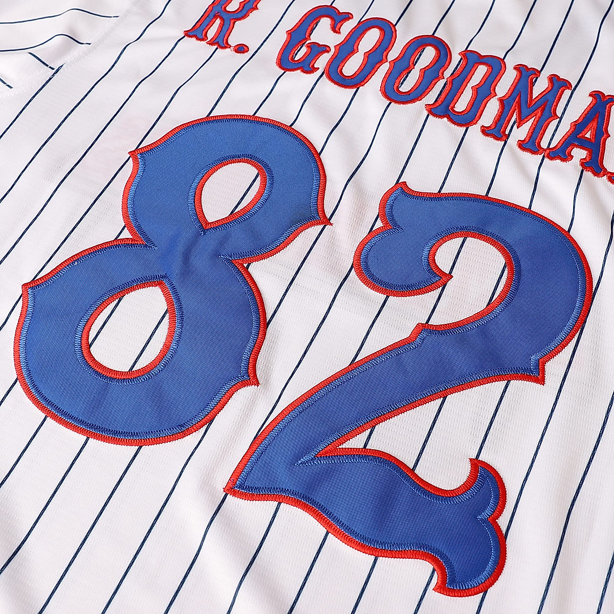 MESOSPERO Benchwarmers Jersey 32 Howie Goodman 68 Reedy 82 Richie Goodman 44 Matthews Men's Pinstriped Baseball Jersey (82 White, X-Large)